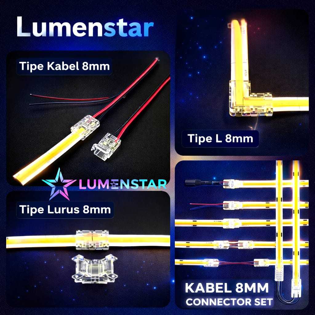 Jual Sambungan Konektor Led Strip 12v 2835 SMD/COB Jepit 8mm Connector ...
