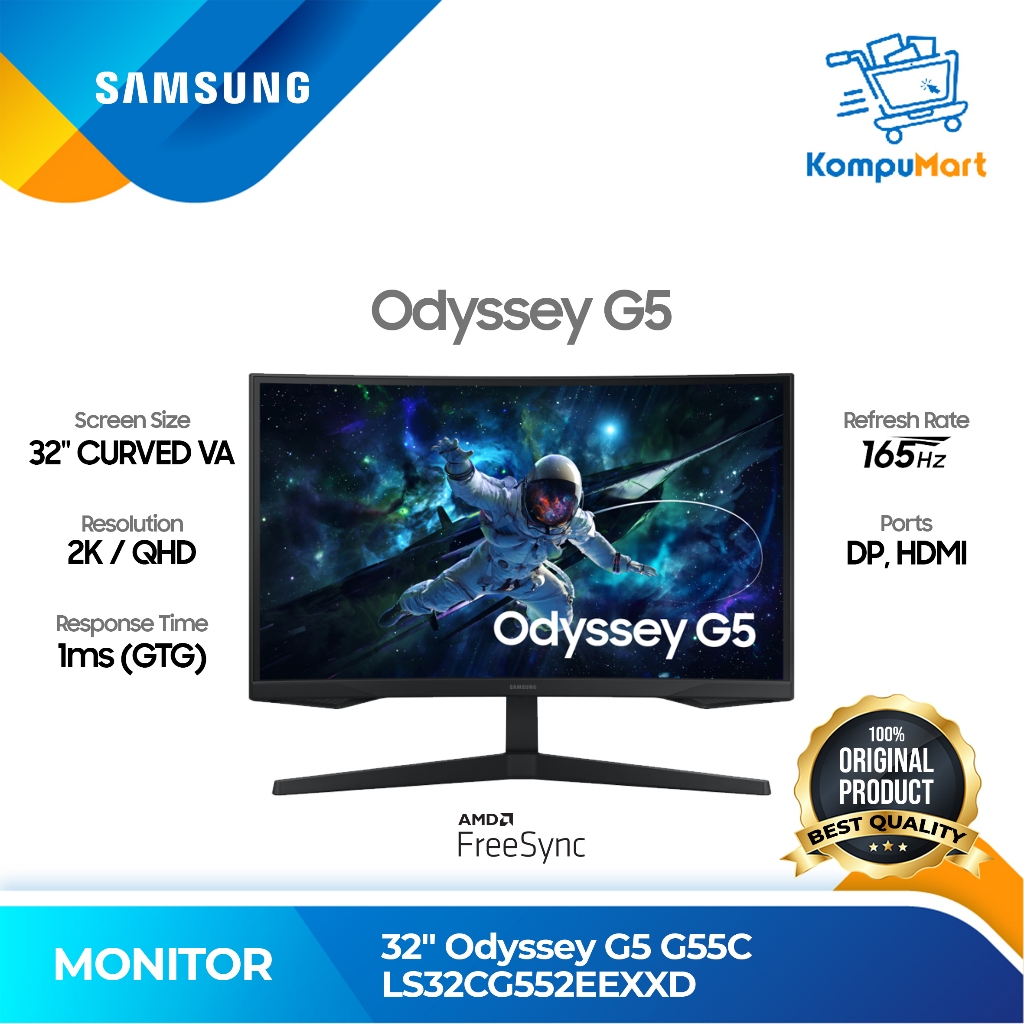 Jual Monitor Gaming Samsung 32" Odyssey G5 G55C LS32CG552 QHD 165Hz ...