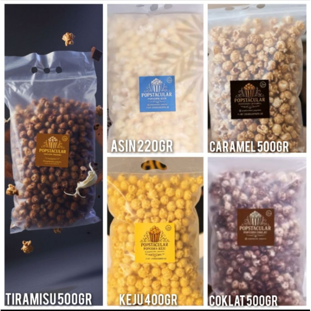 Jual POPCORN 5 Varian ( caramel, keju, coklat, asin dan tiramisu ...