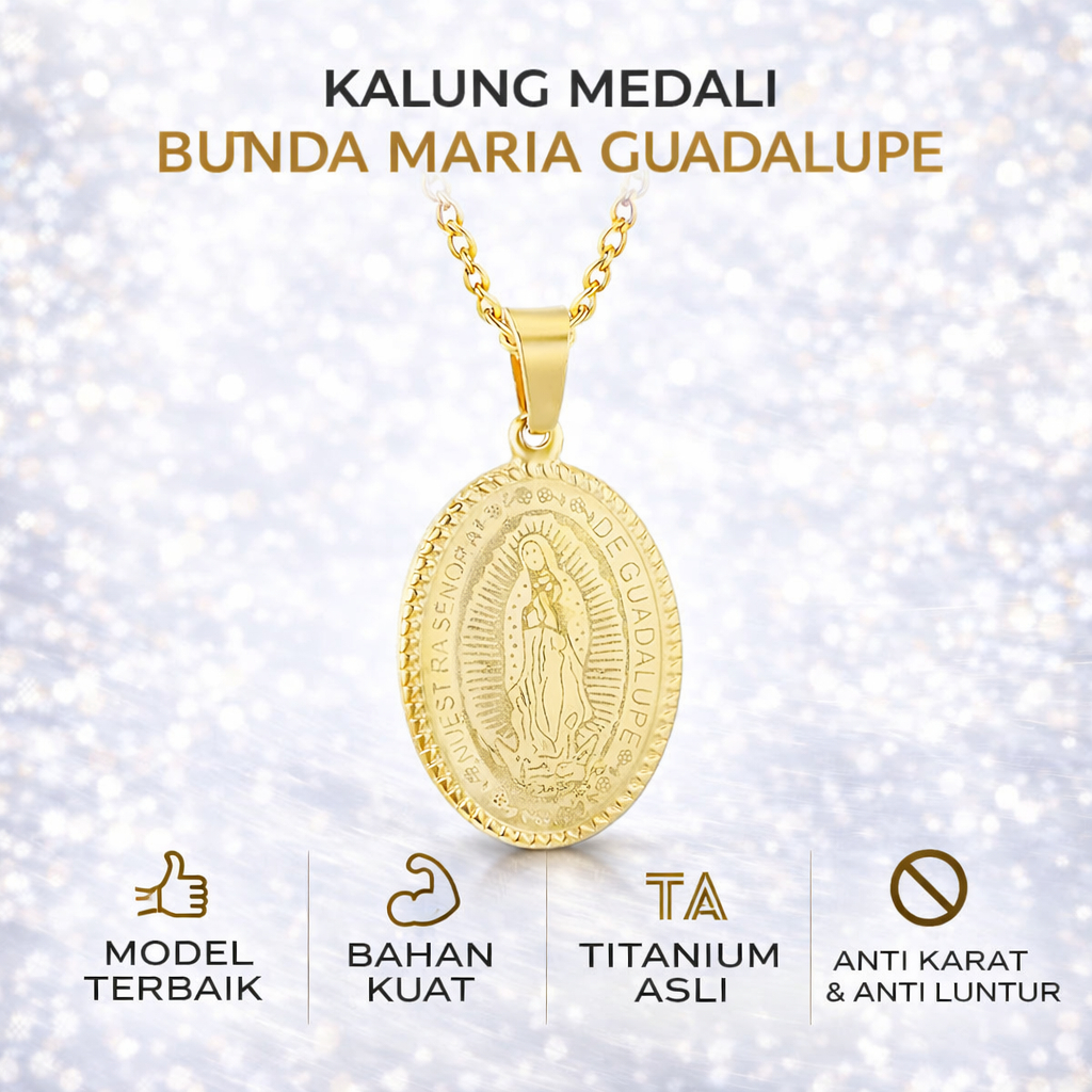 Jual ALPHA OMEGA - Kalung Bunda Maria Guadalupe Titanium | Kalung ...