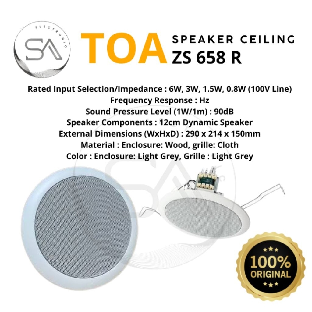 Jual Speaker TOA Ceiling ZS 658 R 6 watt Speaker plafon | Shopee Indonesia