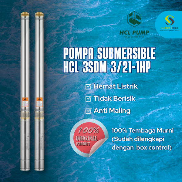 Jual Submersible PUMP HCL 3'' 1HP + Control Box + Kabel 60 Meter ...
