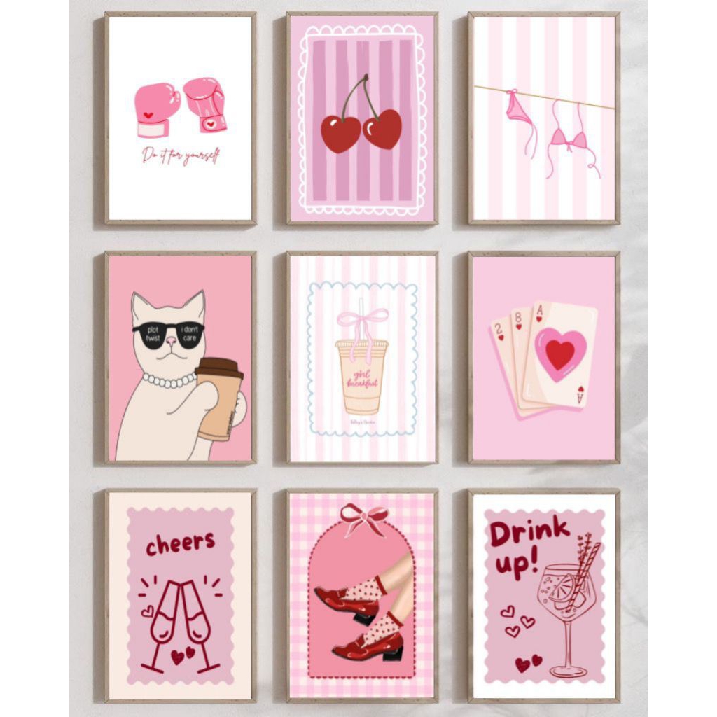 Jual DEKOR.IN Hiasan dinding tema pink aesthetic_Hiasan dinding warna ...
