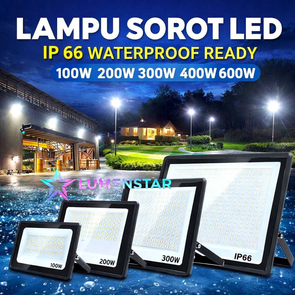 Jual LAMPU SOROT LED 100W 200W 300W 400W 600W IP66 WATERPROOF / LAMPU ...