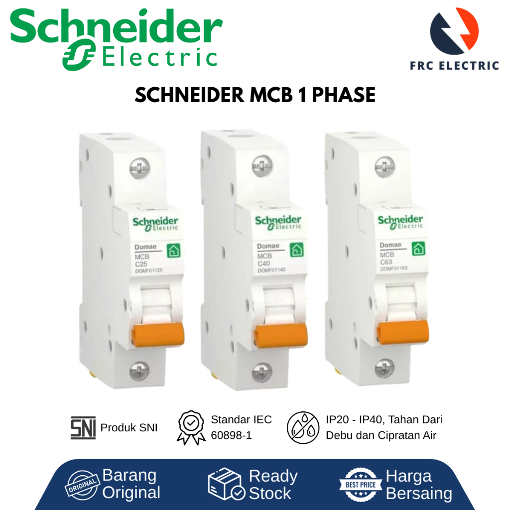 Jual SCHNEIDER MCB DOMAE 1P 2A 4A 6A 10A 16A 20A 25A 32A 40A 50A 63A ...