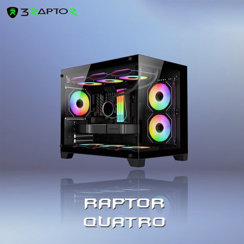 Jual Casing PC Gaming RAPTOR QUATRO M-ATX | Dual Tempered Glass | 3 Fan ...