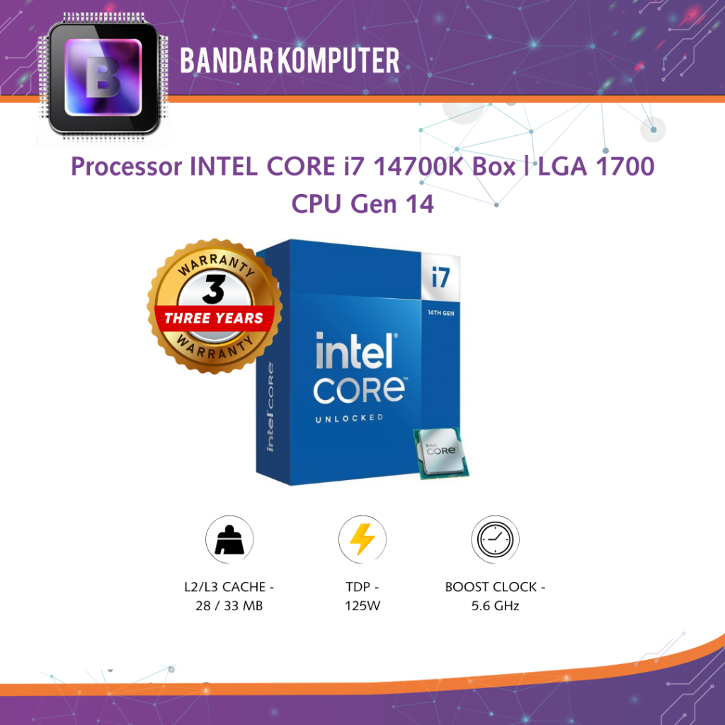 Jual PROCESSOR INTEL CORE I7 14700K BOX LGA1700 | Shopee Indonesia