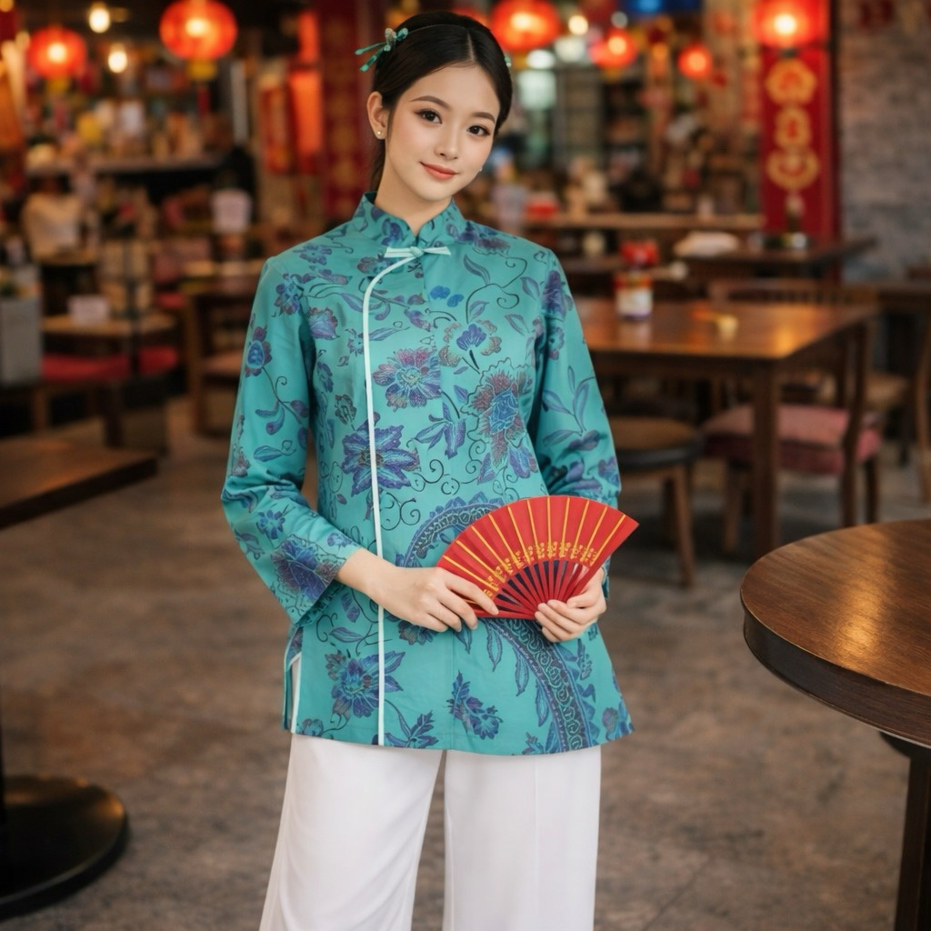Jual Atasan Sincia Motif Encim Cheongsam Wanita 2026 – Blouse Imlek ...
