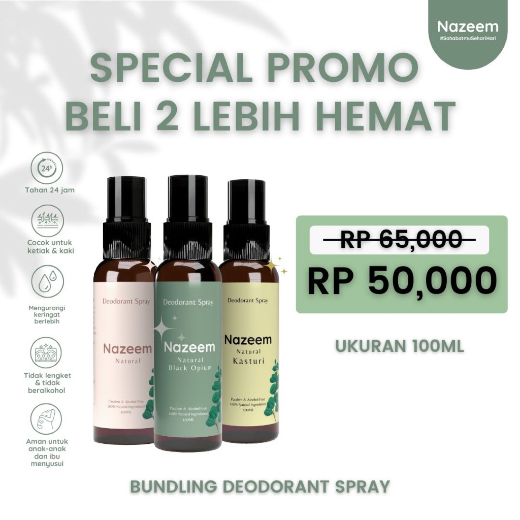 Jual [PROMO] Nazeem Special Bundling Deodorant Spray 2 in 1 Ketiak dan ...
