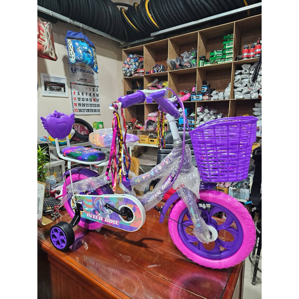 Jual SEPEDA MINI 12in interbike BAN EVA | Ungu | Shopee Indonesia