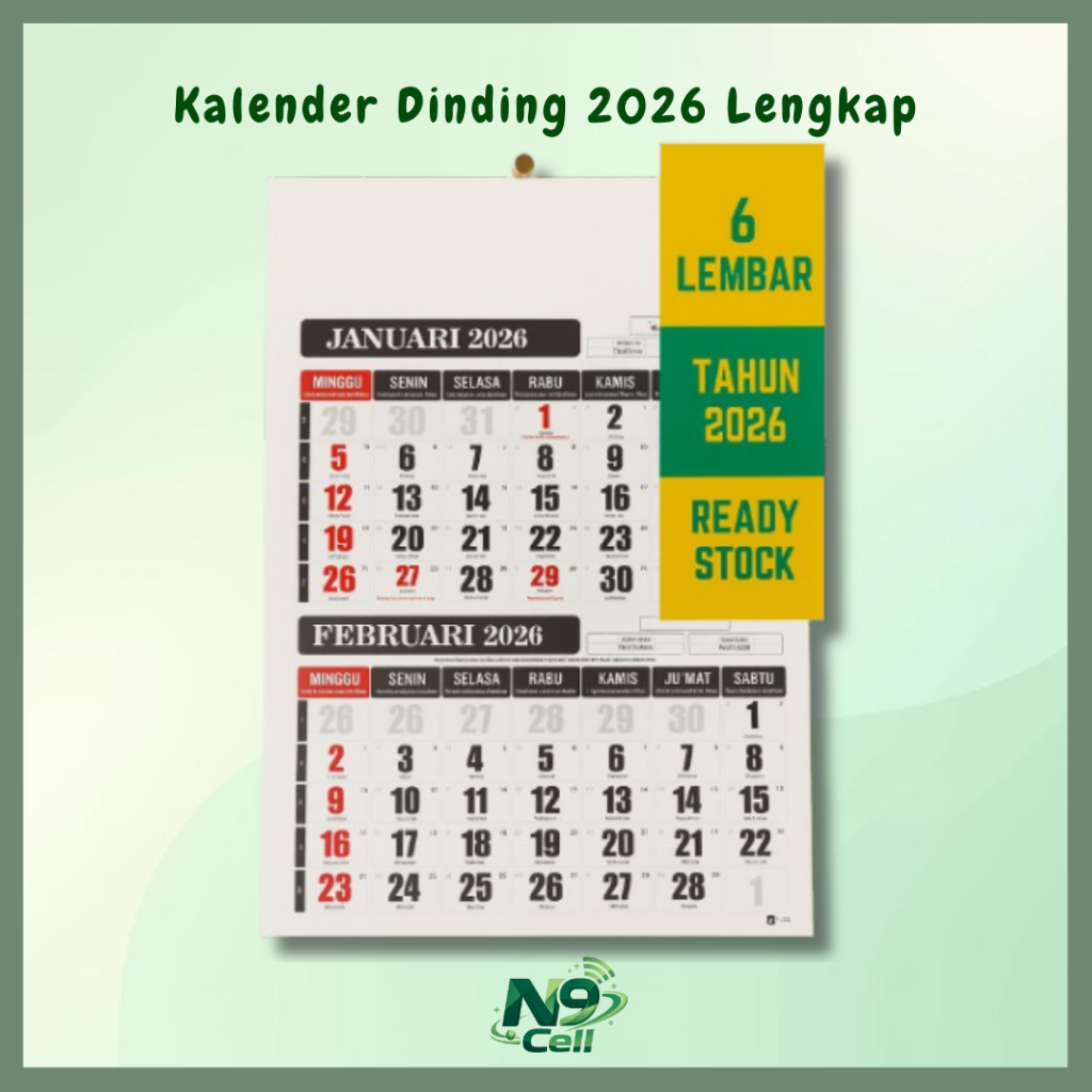 Jual Kalender Dinding Tahun 2026, Kalender Dwi Wulan ,Masehi, Hijriah 6 ...