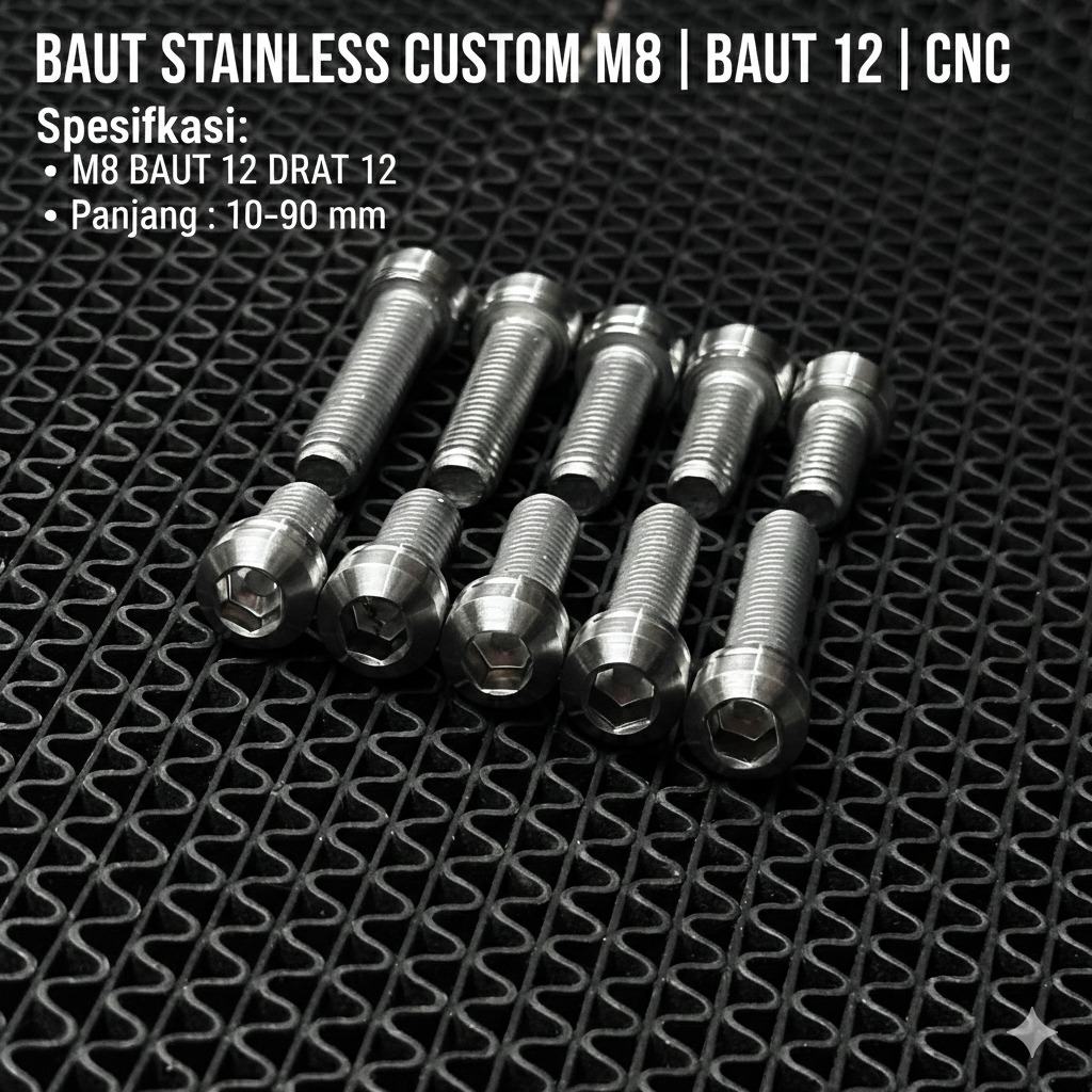 Jual BAUT M8 / BAUT 12 L BAUT DRAT 12 STAINLESS COSTUME CNC BUBUT MODEL ...
