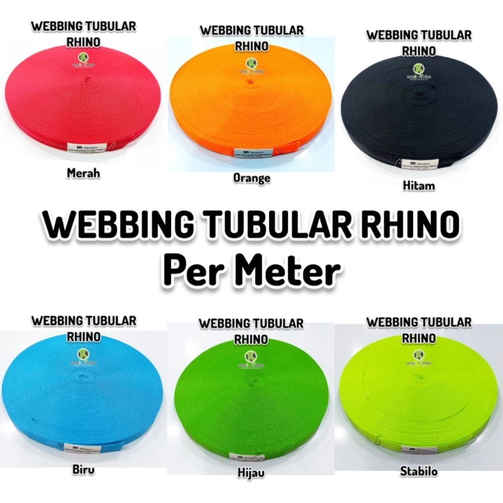 Jual WEBBING PANJAT TUBULAR RHINO PER METER TALI HARNESS TALI TUBUB NOT ...
