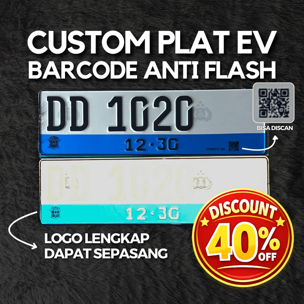 Jual Custom Plat Besi Listrik EV Reflective Barcode Anti Flash Besi 1mm ...