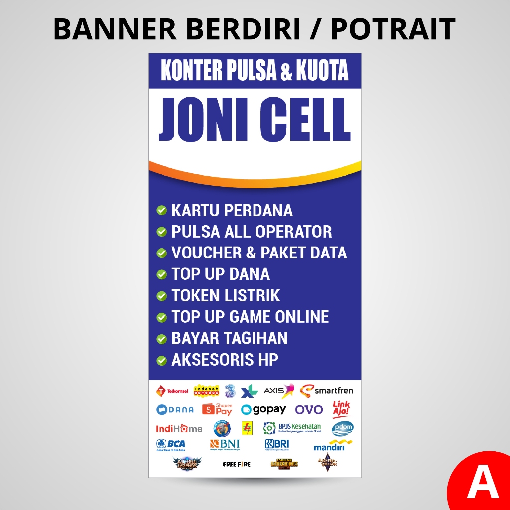 Jual Cetak Banner Pulsa Spanduk Pulsa - Banner Berdiri - Desain Bebas ...