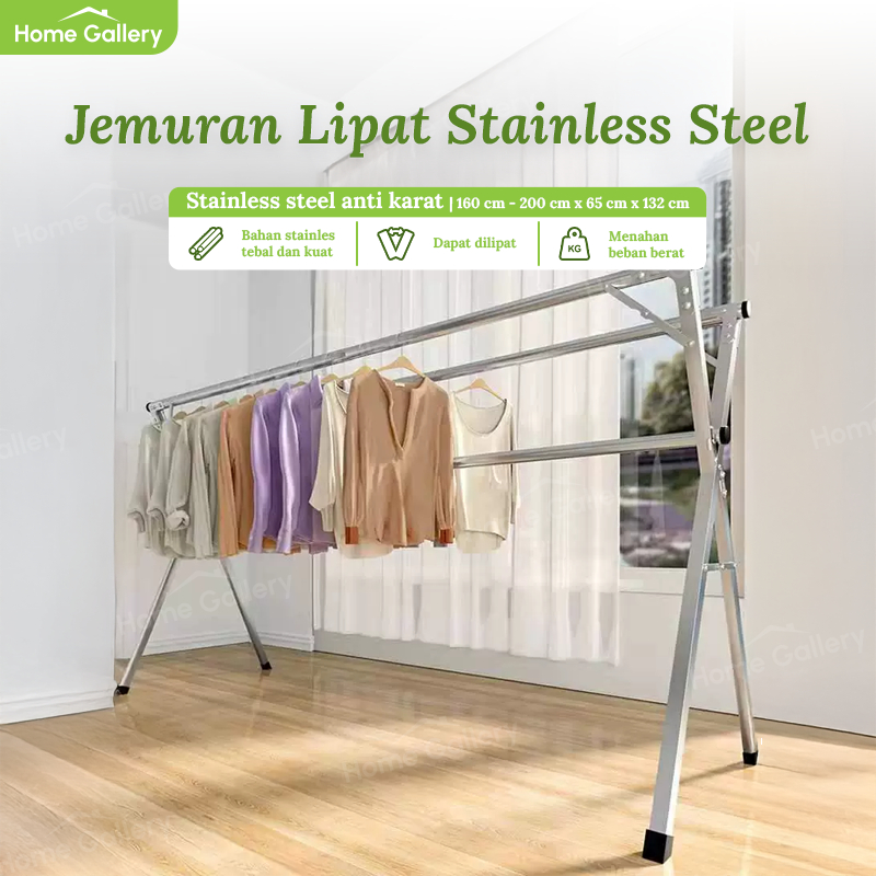 Jual Jemuran Baju Lipat Stainless Steel Jemuran Lipat Anti Karat Kuat ...