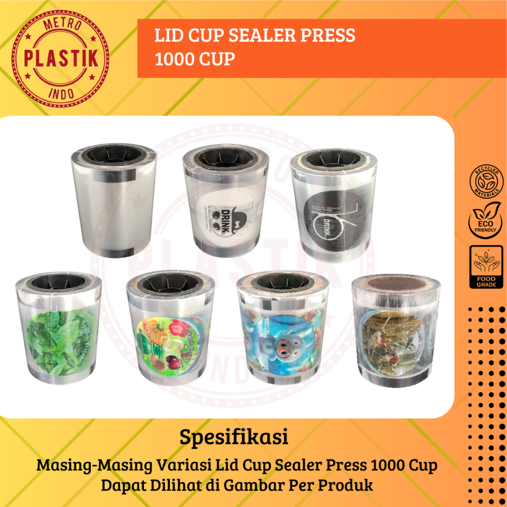 Jual Plastik Roll Lid Cup Sealer Press 1000 Cup / Seal Cup Motif Drink ...