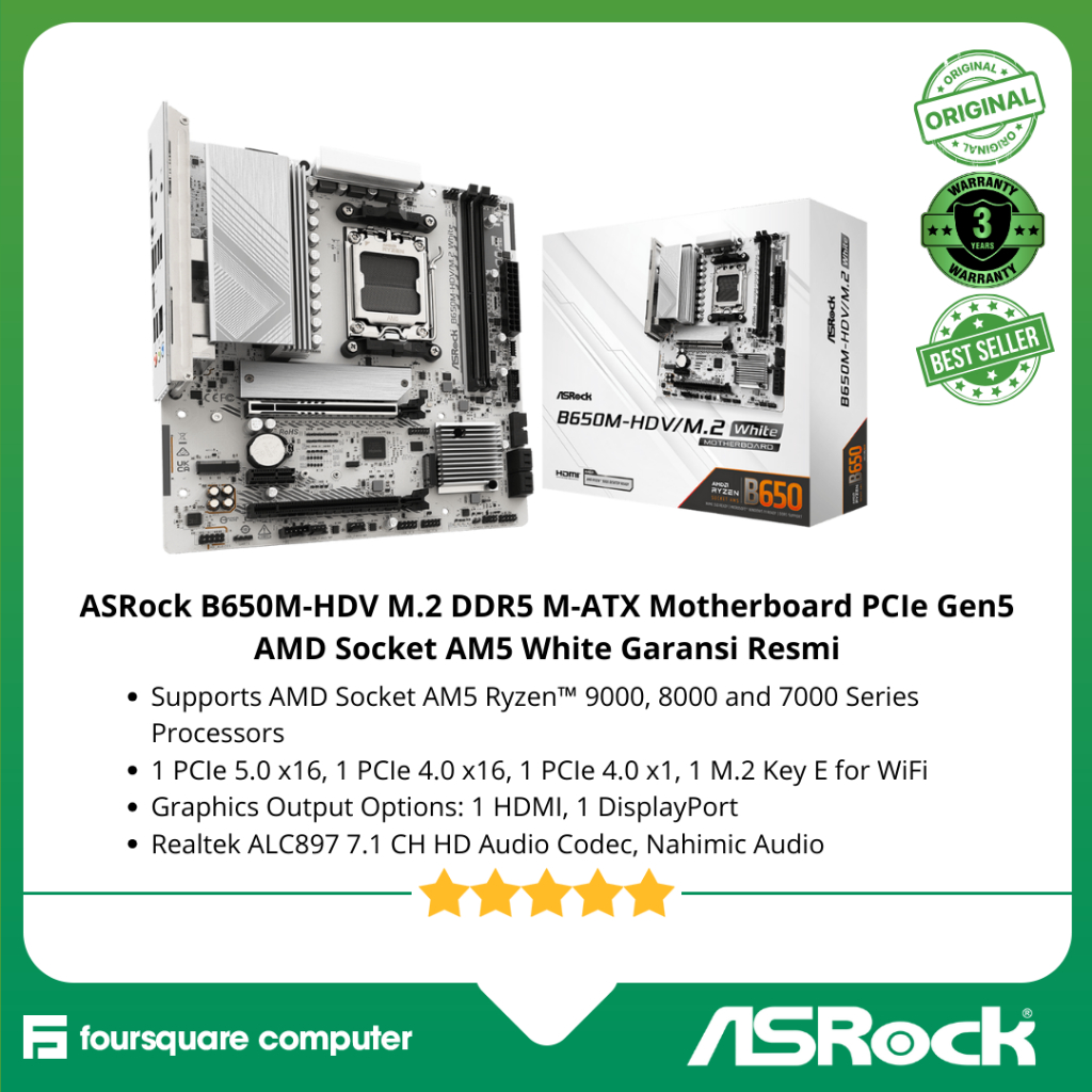 Jual ASRock B650M-HDV M.2 DDR5 M-ATX Motherboard PCIe Gen5 AMD Socket ...