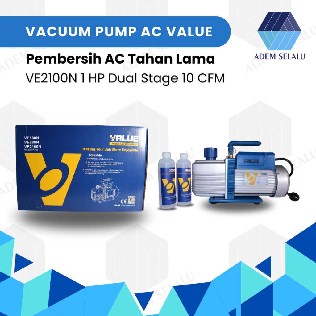 Jual Vacuum Pump AC VALUE VE2100N 1 HP Dual Stage 10 CFM | Pompa Vakum ...