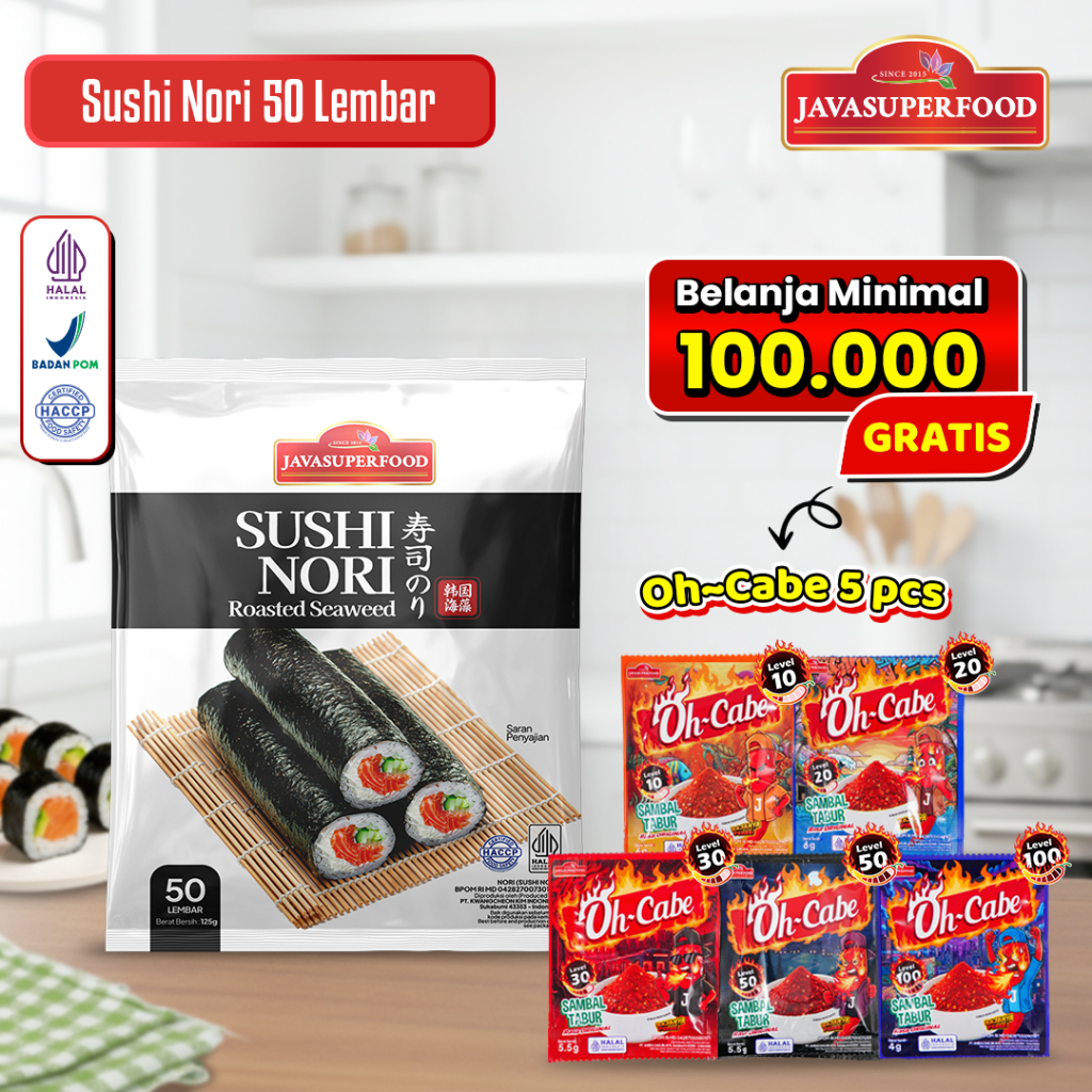 Jual (HALAL) SUSHI NORI ROASTED SEAWEED JAVA SUPER FOOD (10/20/50 ...