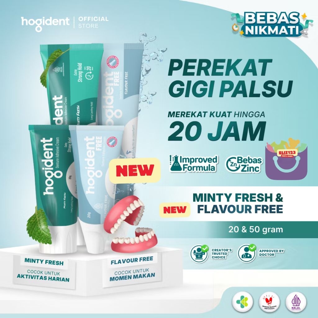 Jual Hogident Perekat Gigi Palsu - Daya Rekat Hingga 20 Jam Minty Fresh ...
