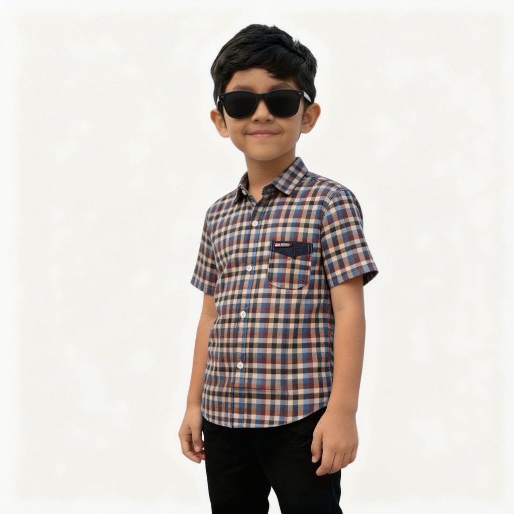 Jual sallamahawr kemeja anak lengan pendek motif kotak 7-12 tahun 2026 ...