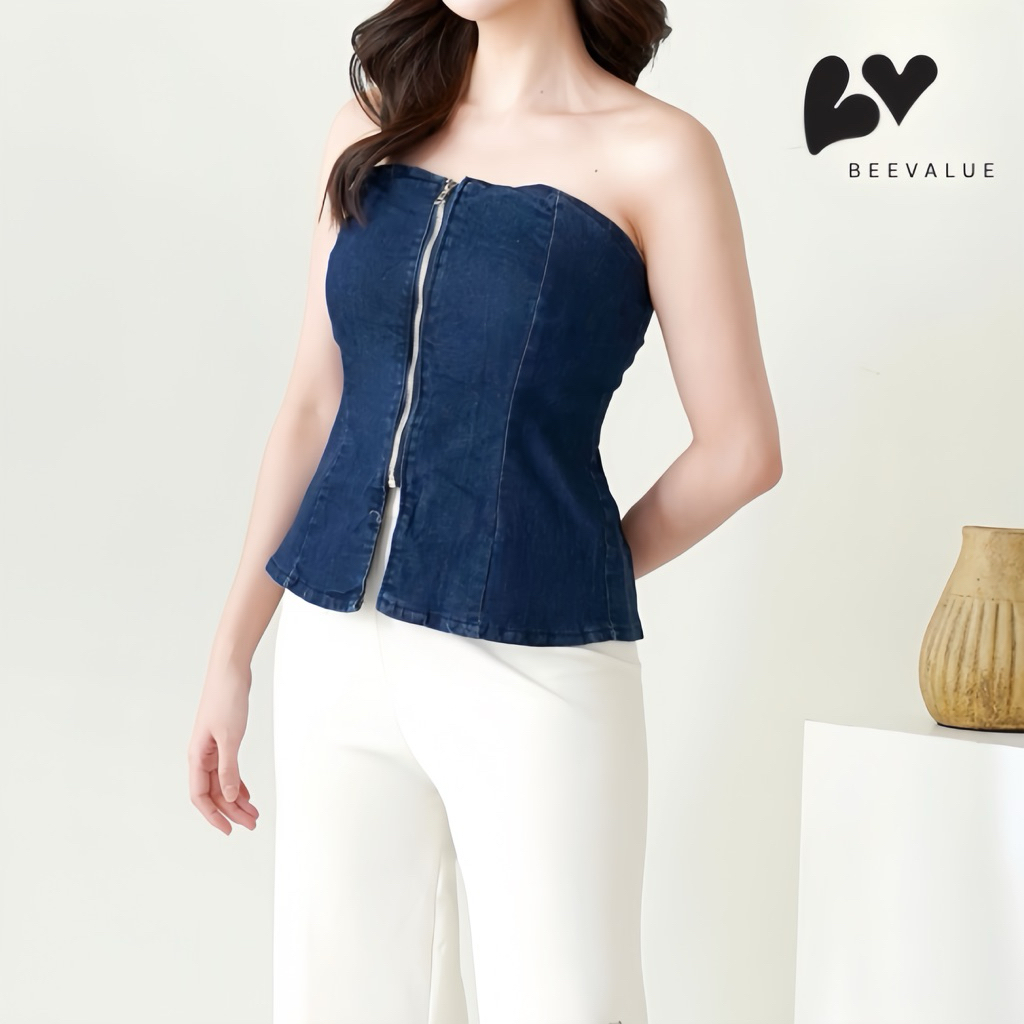 Jual Beevalue - Jeans Kemben Tube Top Atasan Wanita Bahan Ngaret ...