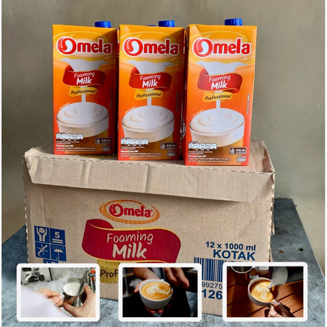 Jual susu Omela Foaming Milk 1L frisian flag uht full cream 1 karton 12 ...