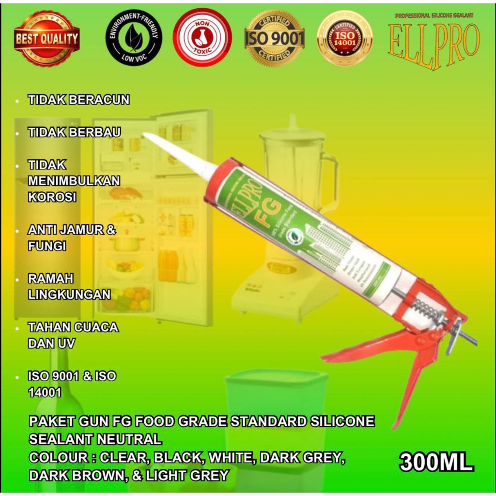 Jual Paket Gun + Lem Silikon Netral Non Toxic/ELLPRO FG Food Grade ...