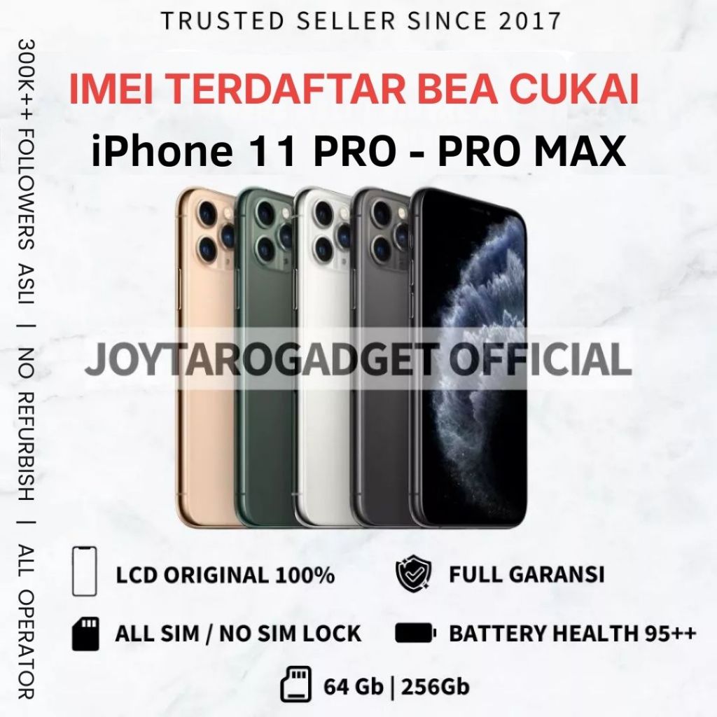 Jual iPhone 11 pro / iP 11 Pro max 64gb 256gb imei Terdaftar BC ...