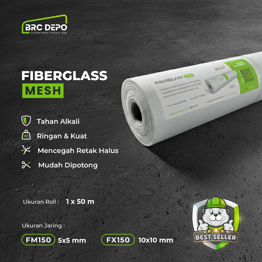 Jual Fiberglass Mesh / Jaring Anti Retak F5150/FX150 – BRC Depo ...