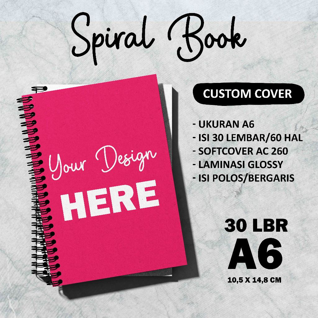 Jual (KHUSUS CUSTOM) Notebook/Notes Spiral Custom Cover Ukuran A6 Isi ...