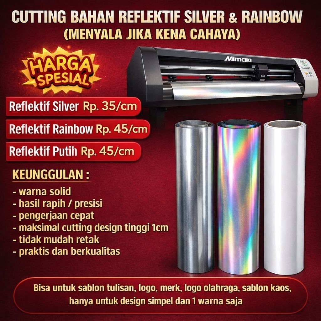 Jual Sablon Reflektif Custom Logo Kaos | Polyflex Reflektif Silver ...