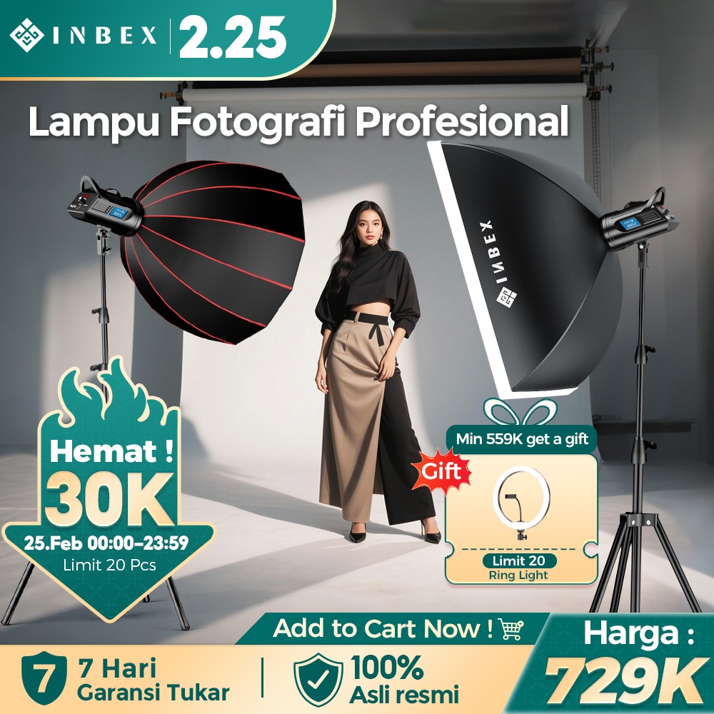 Jual INBEX IL100S Lighting Softbox Studio Fill Light Foto Konten Live ...
