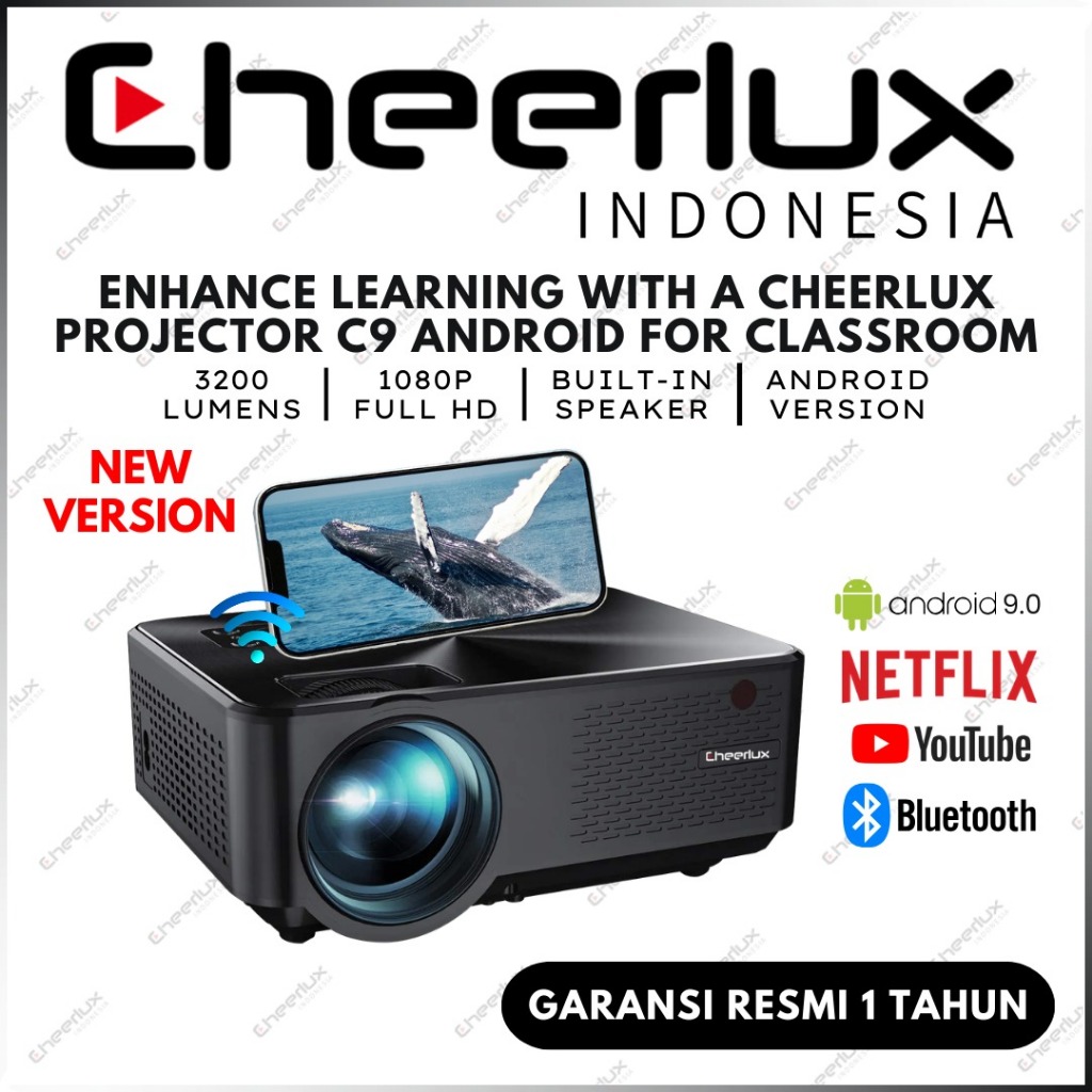 Jual Proyektor CHEERLUX C9 Android Ultimate 3200 Lumens 1080 P - Wifi ...