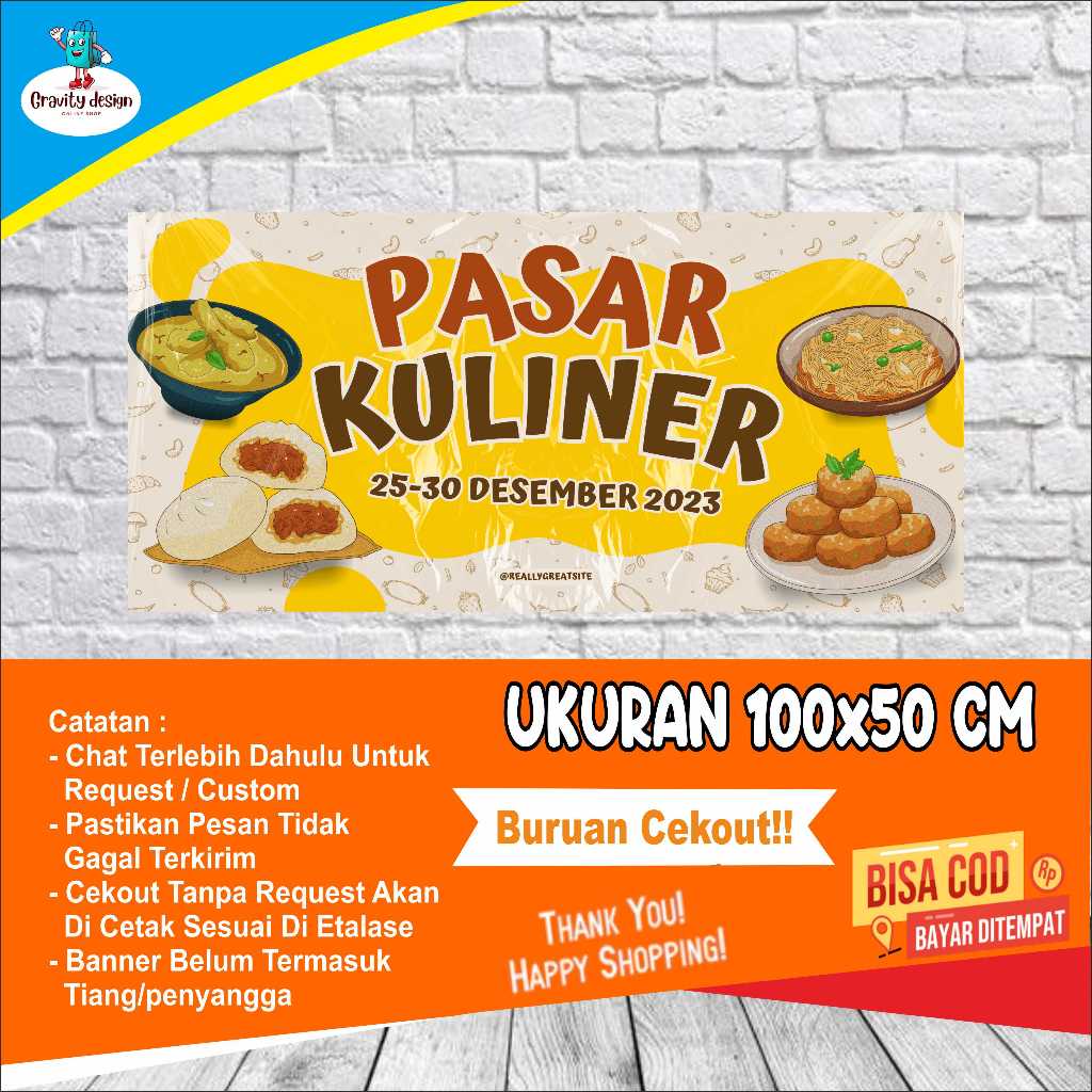 Jual CETAK SPANDUK BANNER PASAR KULINER FREE DESAINT DAN UKURAN ...
