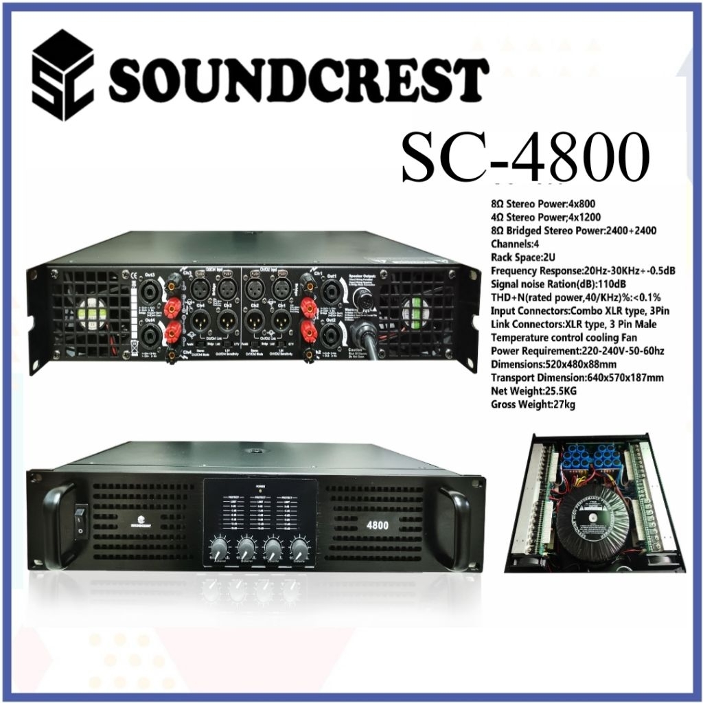 Jual Power Amplifier Soundcrest SC4800 SC 4800 4 channel (2U) | Shopee ...