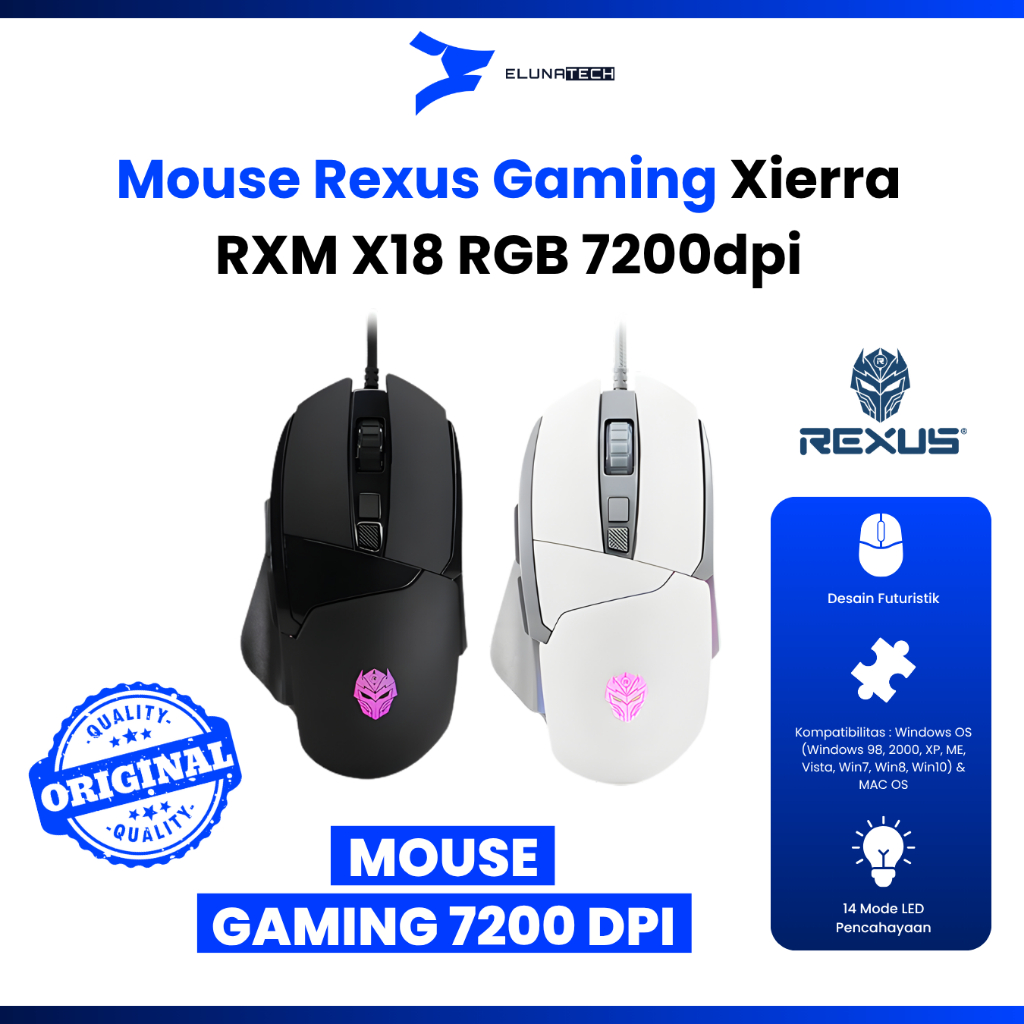 Jual Mouse REXUS Gaming Xierra RXM X18 RGB 7200dpi REXUS MOUSE GAMING ...