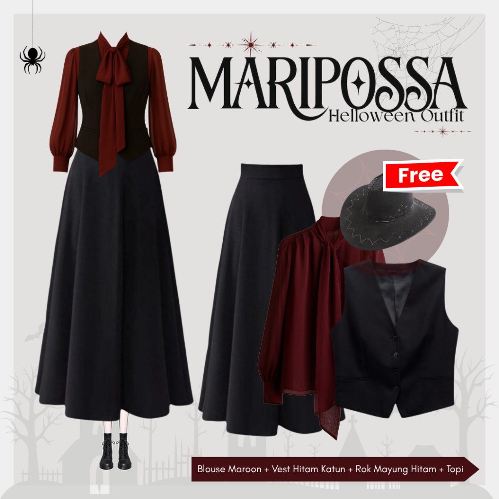 Jual [Hijab Frendly] Maripossa Helloween Outfit | Set Blouse + Vest ...