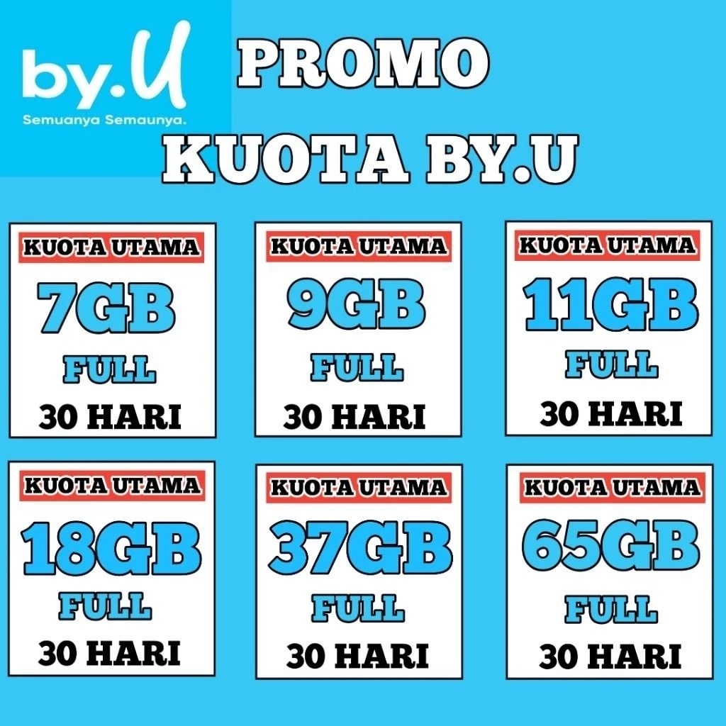 Jual HOT PROMO PAKET DATA BY.U KUOTA INTERNET BULANAN | Shopee Indonesia