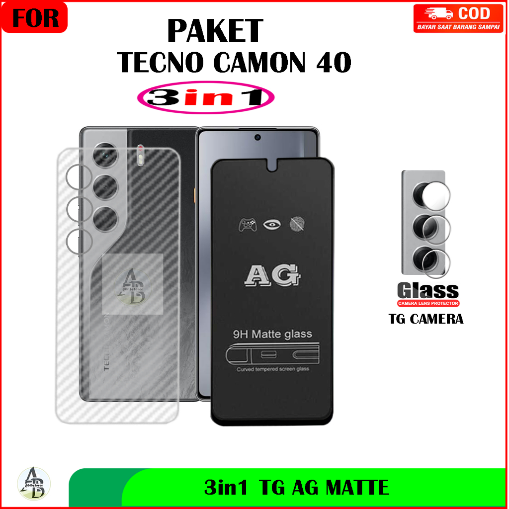 Jual PAKET 3IN1 TEMPERED GLASS TECNO CAMON 40 ANTIGORES Handphone ...