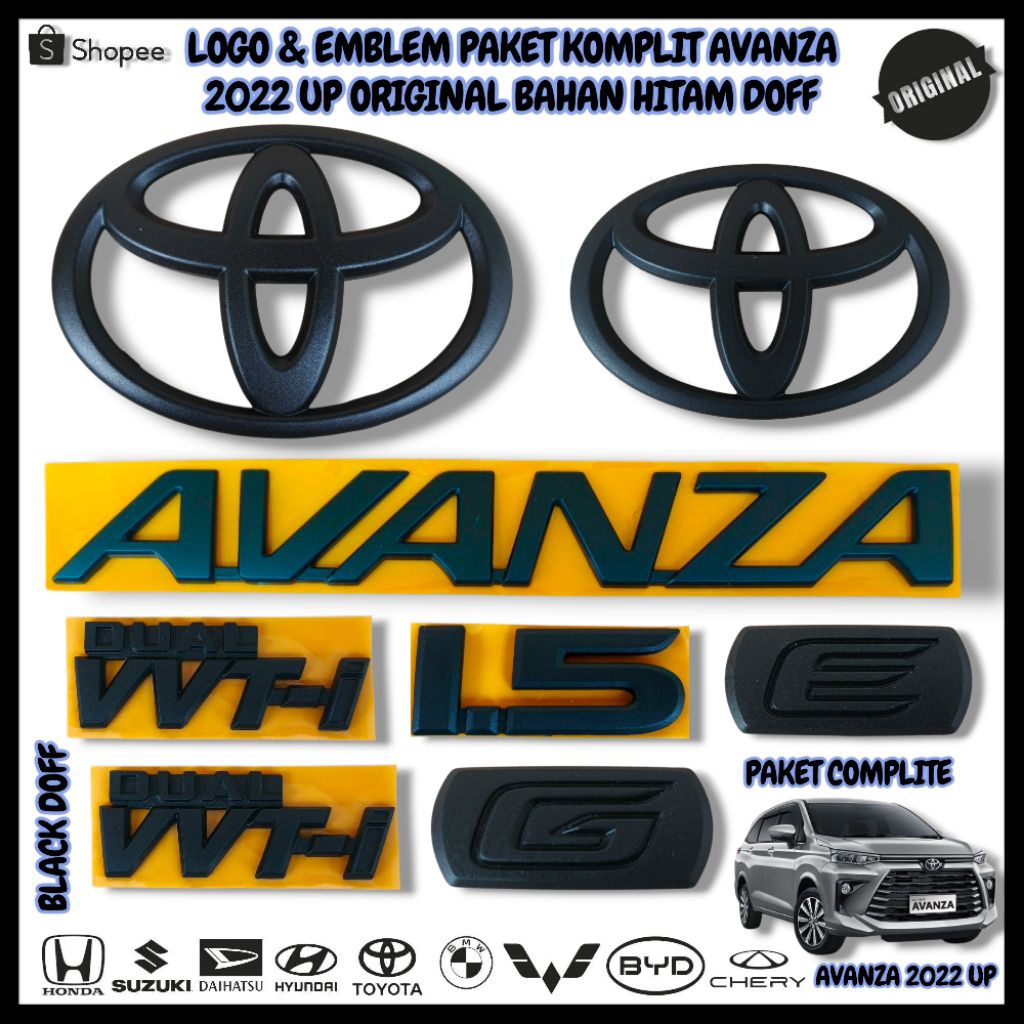 Jual Logo Emblem Paket Komplit Avanza 2022 UP Hitam Doff Original ...