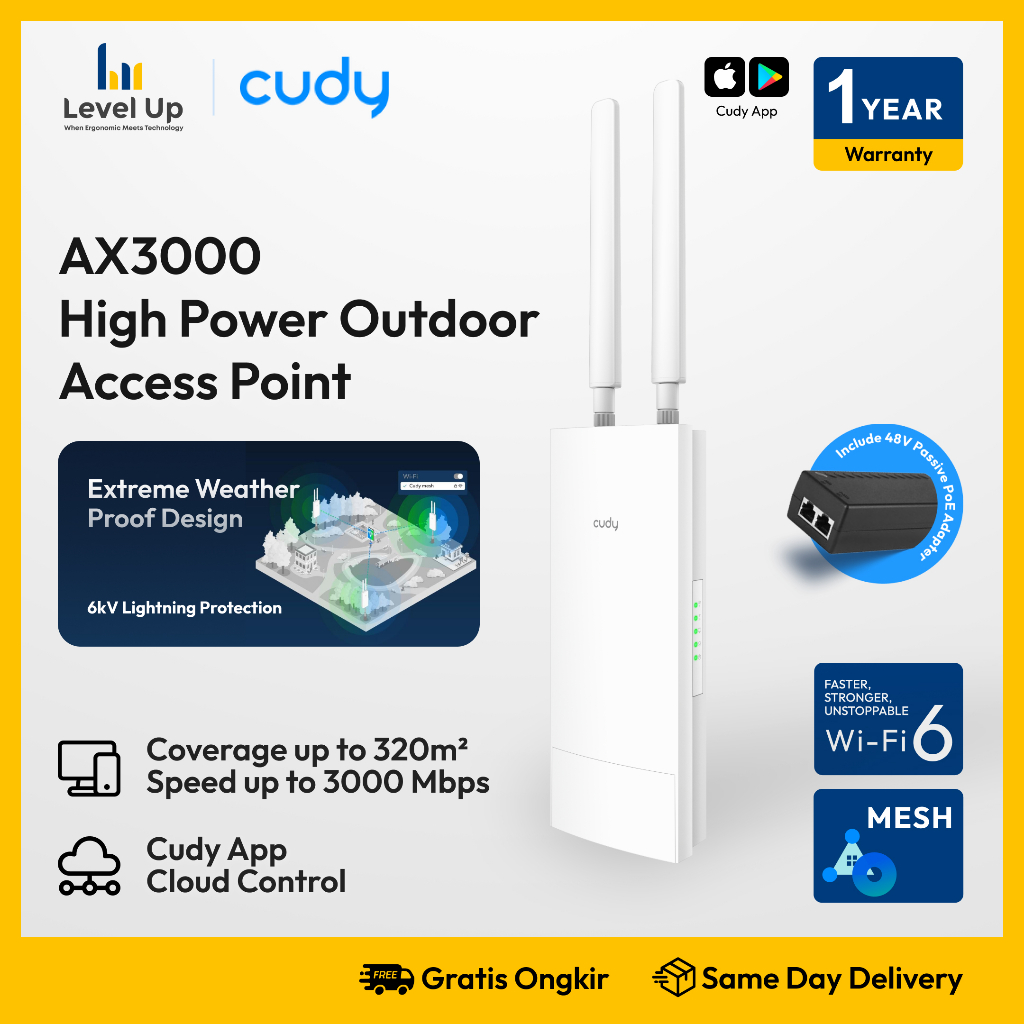Jual Cudy AP3000 Outdoor WiFi 6 Access Point – Tahan Cuaca Ekstrim ...