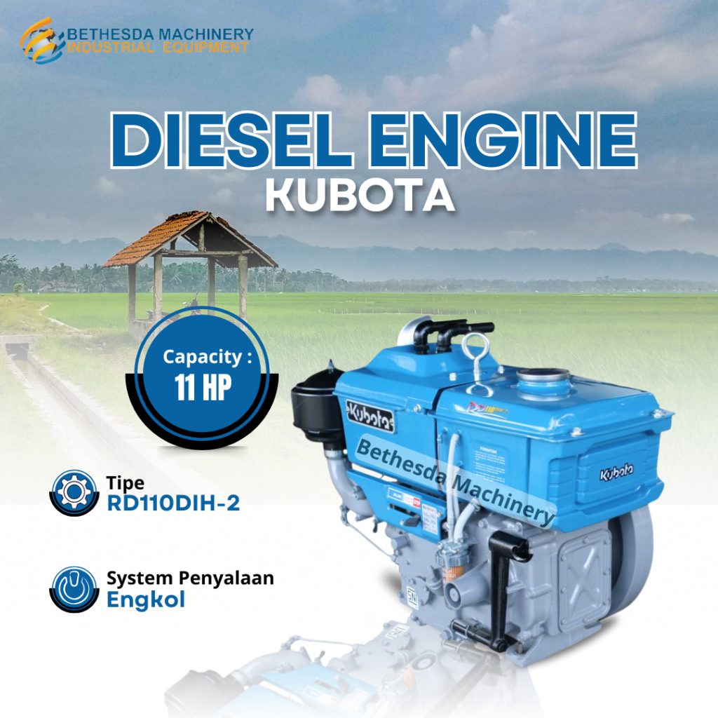 Jual Mesin Diesel 11 HP Model Kubota Diesel 11PK RD 110 DIH-2 Pendingin ...