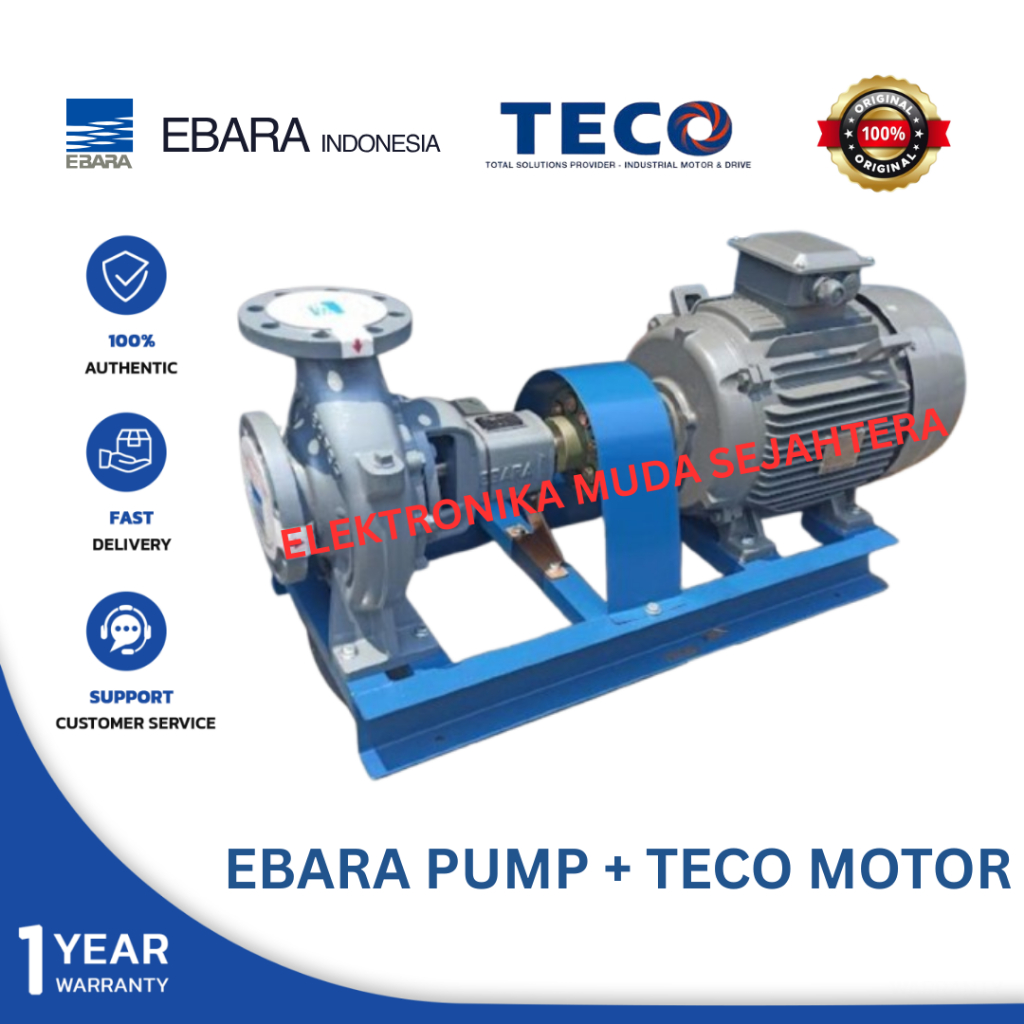 Jual CENTRIFUGAL PUMP EBARA 50x40 FSHA MS COUPLE MOTOR TECO 5.5kW 3 ...