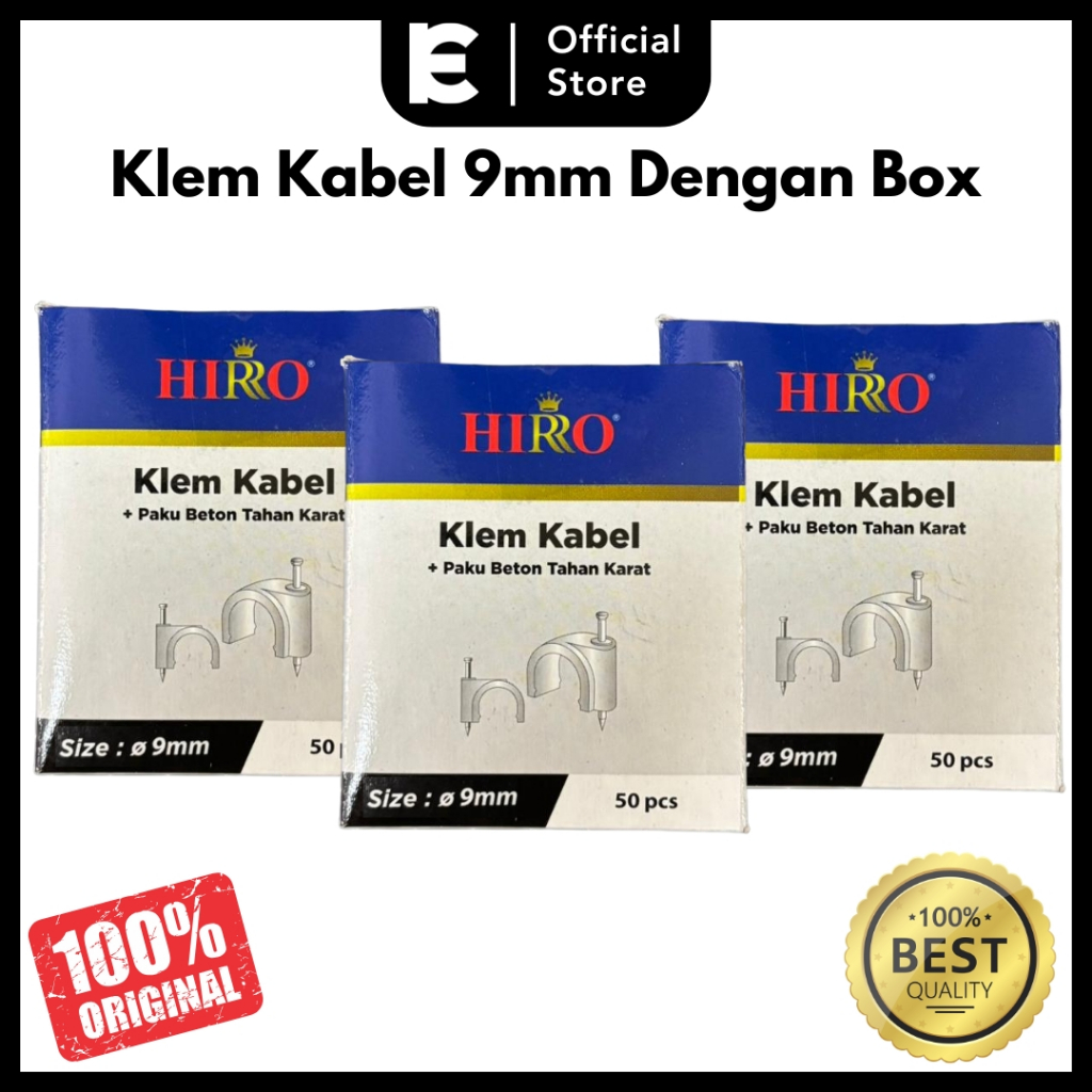Jual HIRO Klem Kabel & Paku Beton Tahan Karat Ukuran 9mm (Isi 50pcs ...