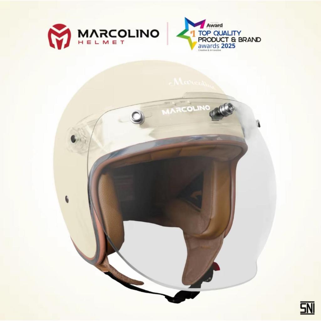 Jual [ Marcolino Senna Cream With Visor ] Helm Bogo aesthetic Marcolino ...
