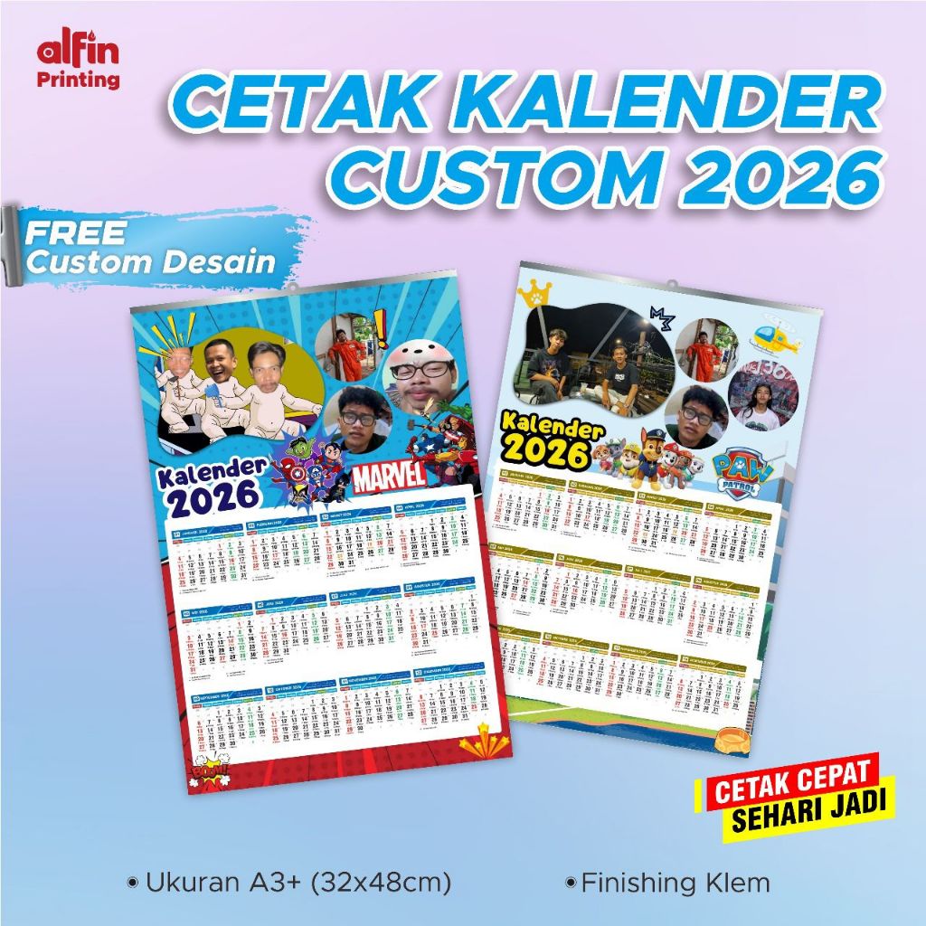 Jual KALENDER DINDING 2026 CUSTOM FOTO SATUAN | KALENDER KELUARGA ...