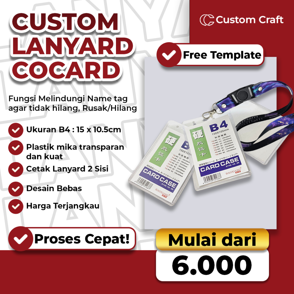 Jual Tali Lanyard Cocard Custom / Lanyard Nametag / Cocard B4 / Lanyard ...