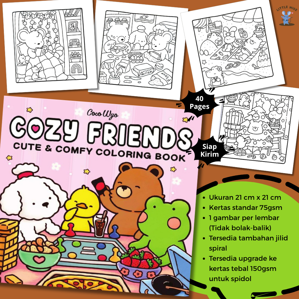 Jual Buku Mewarnai Cozy Friends 40 Lembar Terapi Seni Remaja dan Dewasa ...